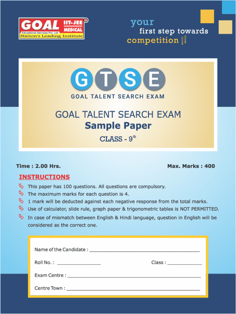 Fillable Online AMITY GTSE Examination Class IX Sample Papers Fax Email ...