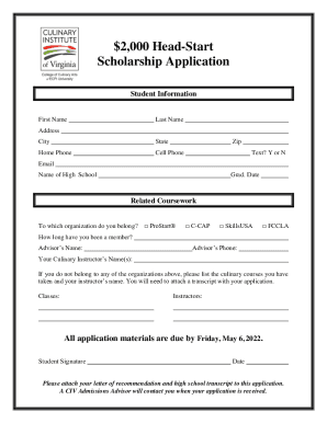 Fillable Online $2,000 Head-Start Fax Email Print - pdfFiller