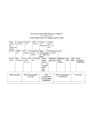 Fillable Online New Form Courier Bill of Entry-IV (CBE-IV) Fax Email ...