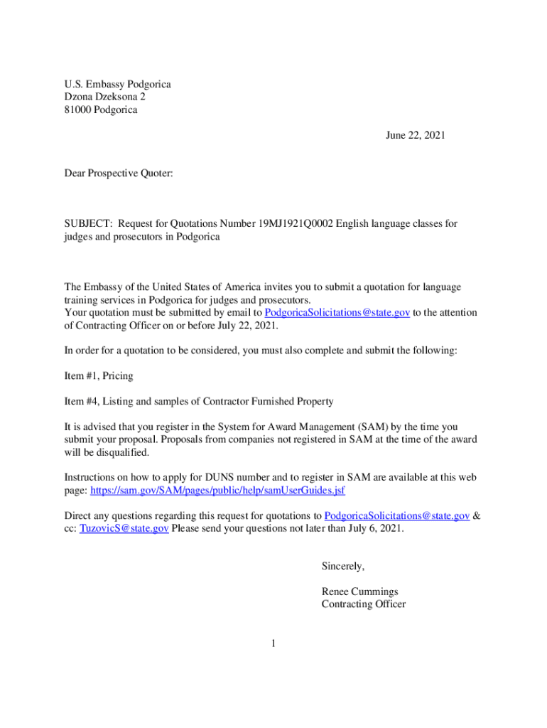 Fillable Online Prospective Quoters Subject: Request f Fax Email Print ...