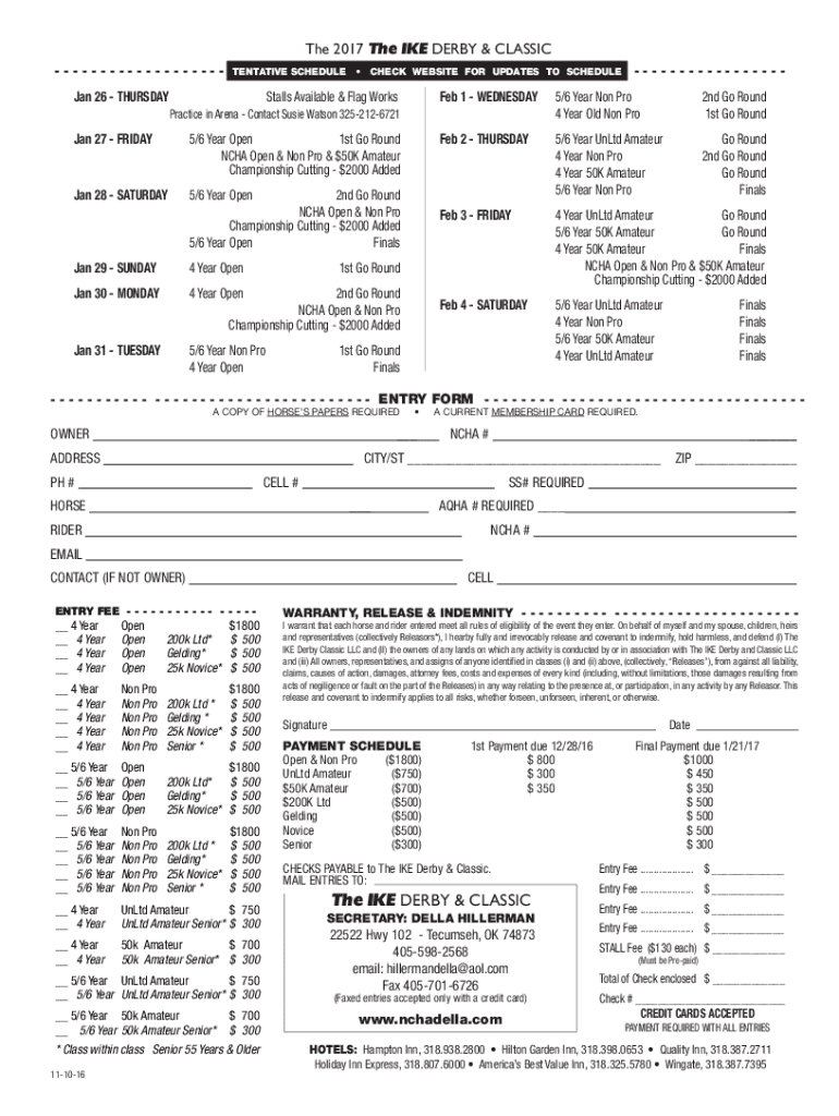 Fillable Online Cade Shepard claims fifth Ike Non-Pro Derby ...