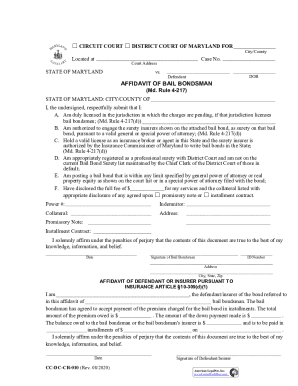 Fillable Online AFFIDAVIT OF BAIL BONDSMAN Fax Email Print - pdfFiller