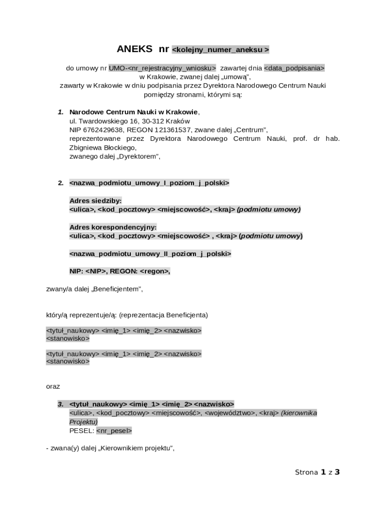 ANEKS nr - ncn gov Doc Template | pdfFiller