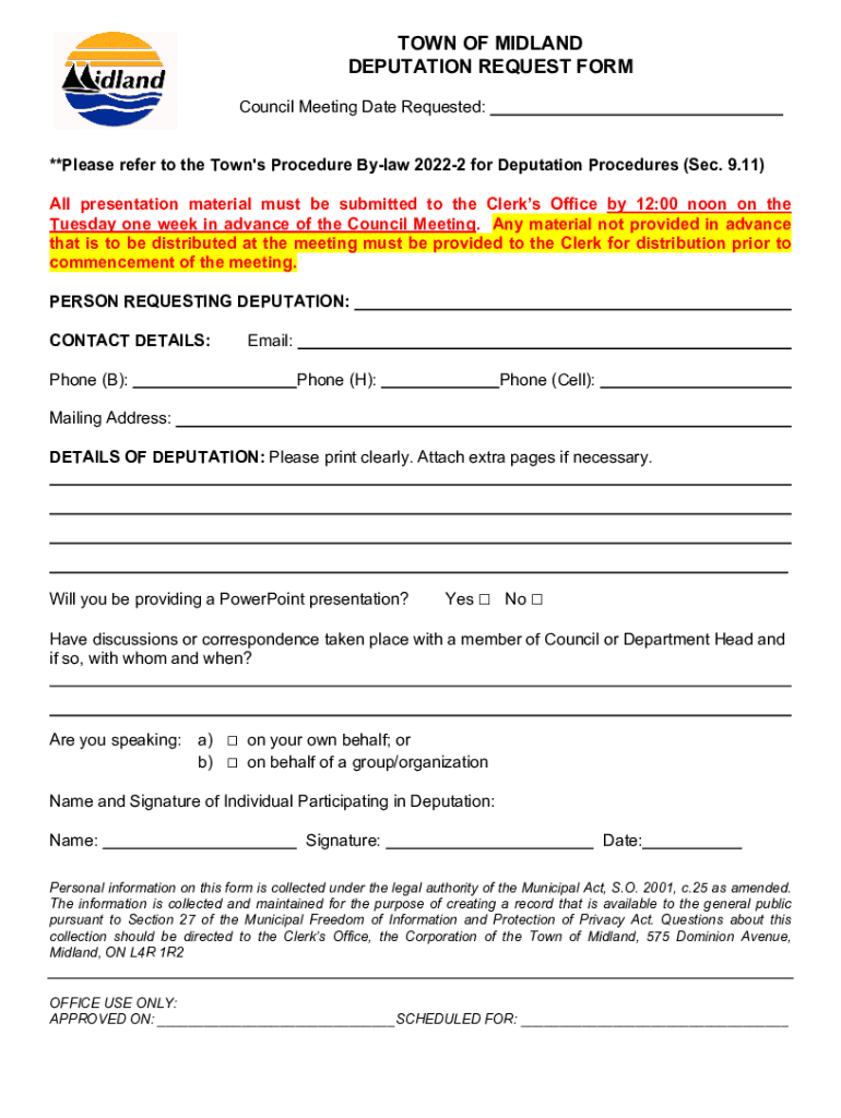 Fillable Online Deputation Request Form Fax Email Print - pdfFiller