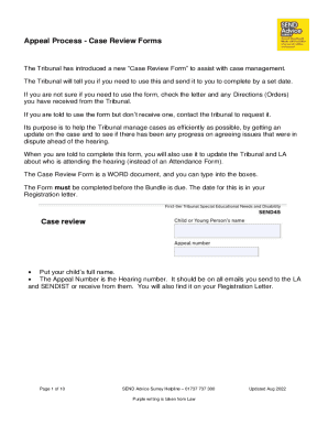 Fillable Online Appeal Process Case Review Form Fax Email Print - pdfFiller