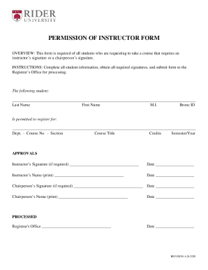 Fillable Online Permission Of Instructor Form Fax Email Print - pdfFiller
