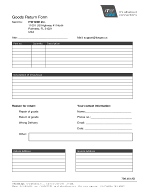 Fillable Online Goods Return Form Fax Email Print - pdfFiller