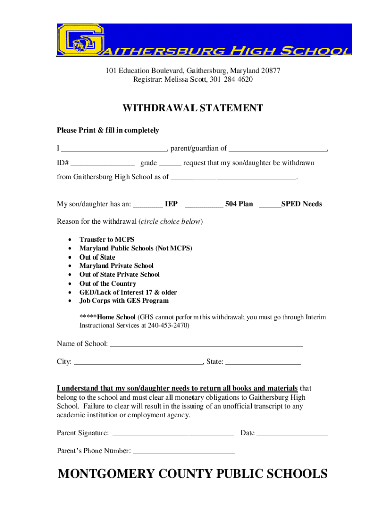 Fillable Online WITHDRAWAL STATEMENT Fax Email Print - pdfFiller