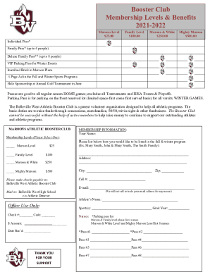 Fillable Online Membership Levels - Eagle Athletic Booster Club Fax ...