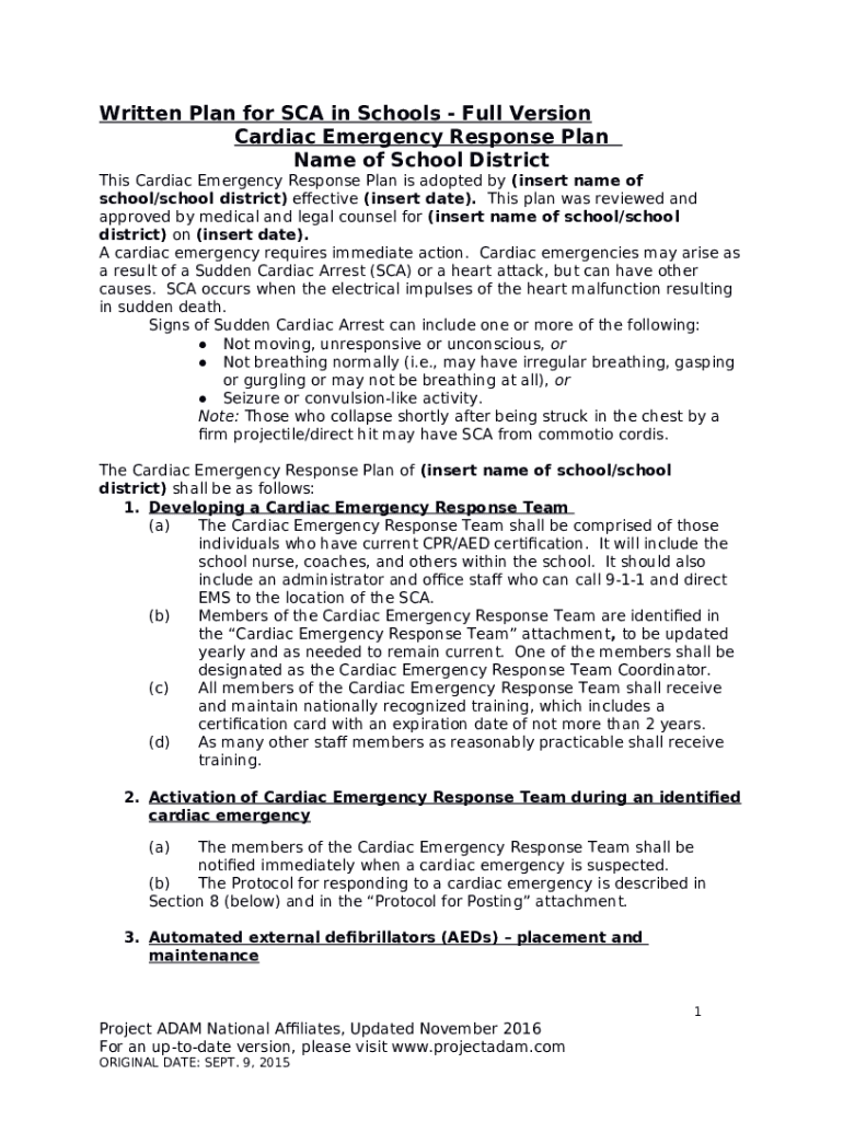 Full Version Cardiac Emergency Response Plan Name of ... Doc Template ...