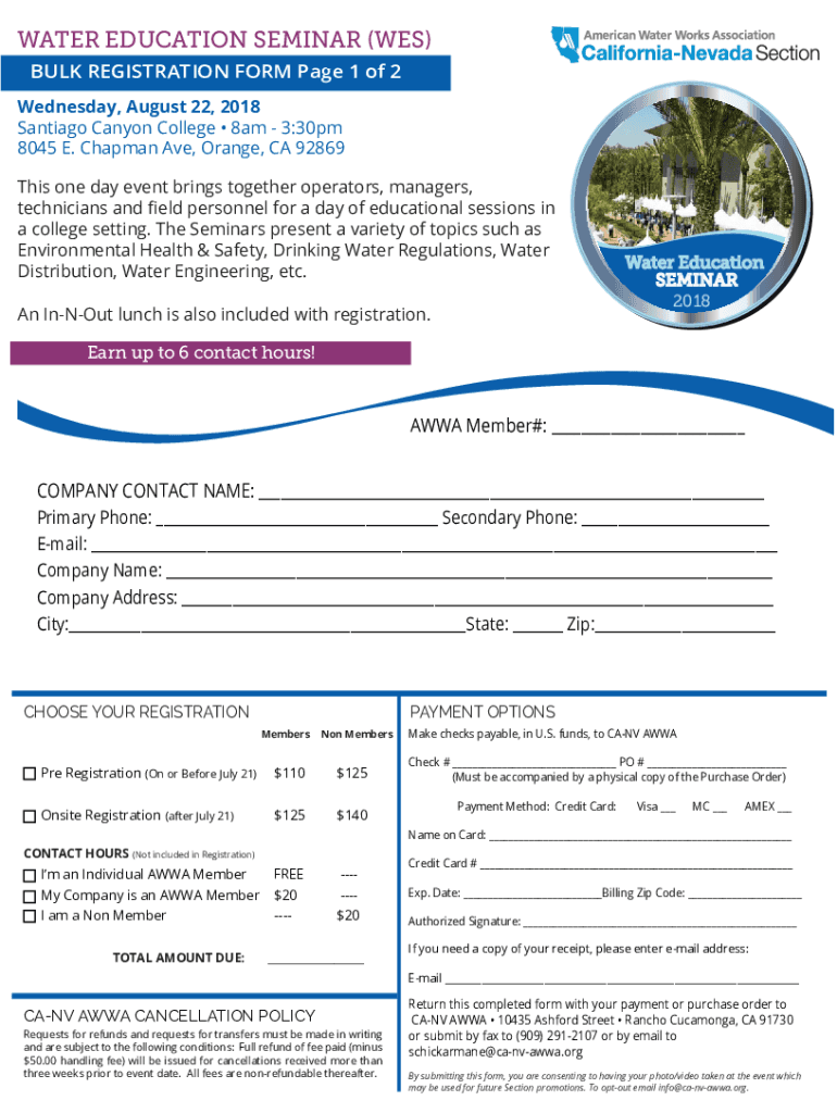 Fillable Online WES REGISTRATION FORMS Fax Email Print - pdfFiller