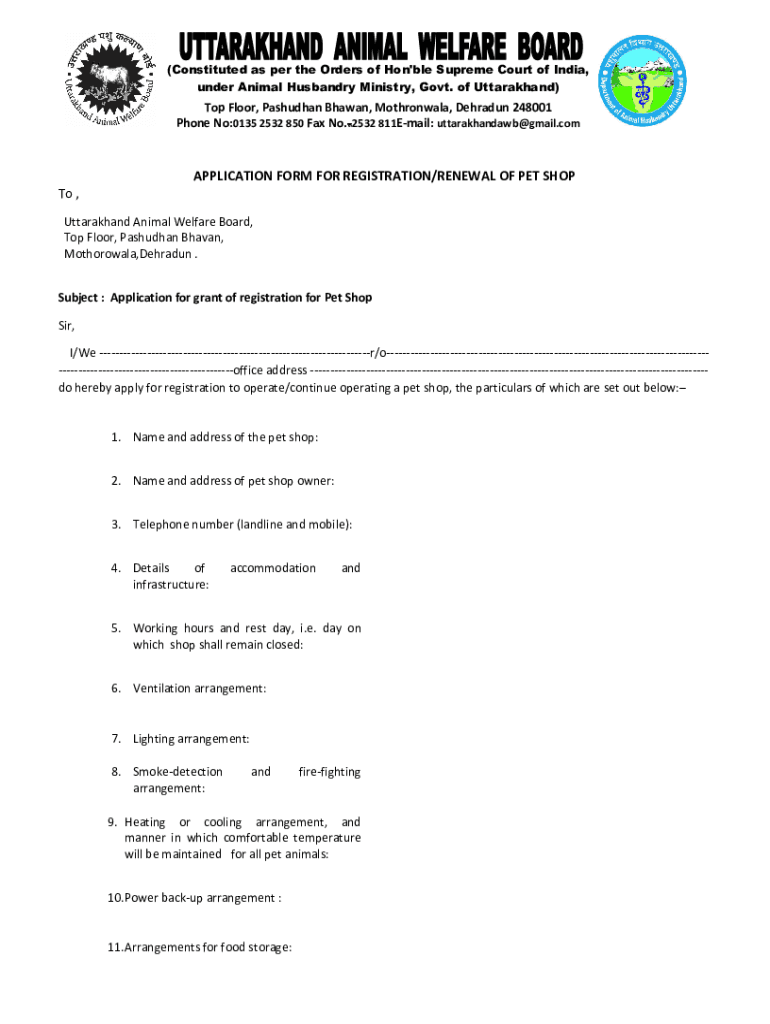 Fillable Online ahd uk gov 1 Pet Shop Registration Application Form Fax ...