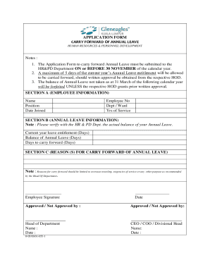 Fillable Online Form - Annual Leave Carry Forward Request - v2 Fax ...