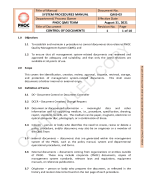 Fillable Online QMS-DOC-07-1 Procedure for the Control of Documented ... Fax Email Print - pdfFiller