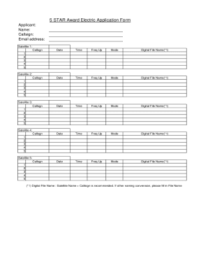 Fillable Online 5 STAR Award Electric Application Form JAMSAT Fax Email ...