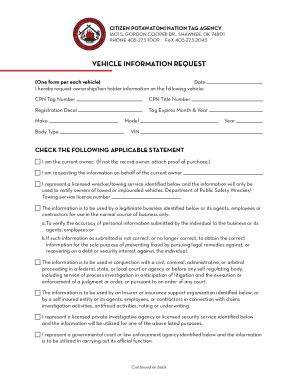 Fillable Online VEHICLE INFORMATION REQUEST Fax Email Print - pdfFiller