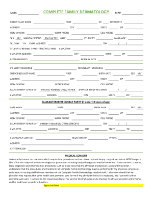 Fillable Online COMPLETE FAMILY DERMATOLOGY MR# Fax Email Print - pdfFiller