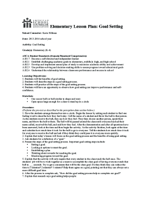 Fillable Online Elementary Lesson Plan: Goal Setting Fax Email Print - pdfFiller