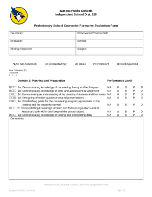 Probationary School Counselor ative Evaluation Doc Template | pdfFiller