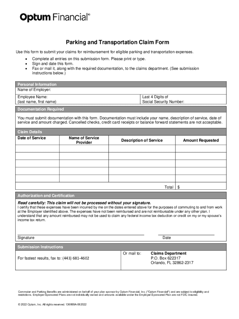 Fillable Online parking and-transportation-claim-form. 136869A-062022 ...