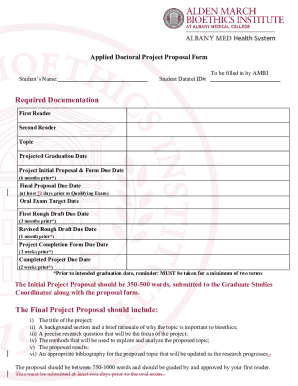 Fillable Online Doctoral Project Proposal Form- Applied Project Fax ...