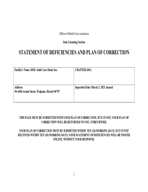 Fillable Online STATEMENT OF DEFICIENCIES AND PLAN OF ... Fax Email ...