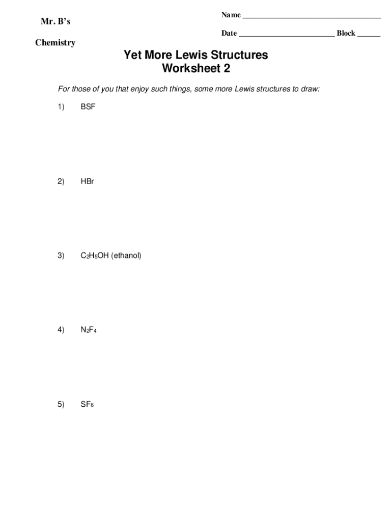 Fillable Online Lewis Structures Practice Worksheet Fax Email Print Fillable Online Lewis Structures Practice Worksheet Fax Email Print