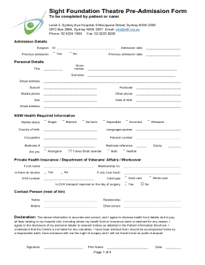 Fillable Online sightfoundationtheatre org Pre-admission Forms - Sight ...