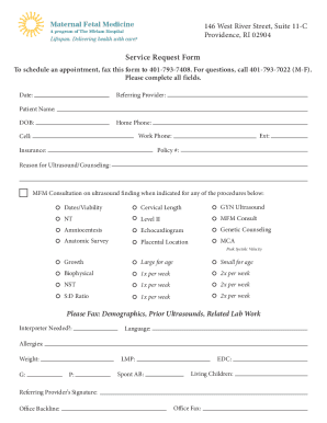 Fillable Online Ultrasound Service Request Form. to schedule an ...