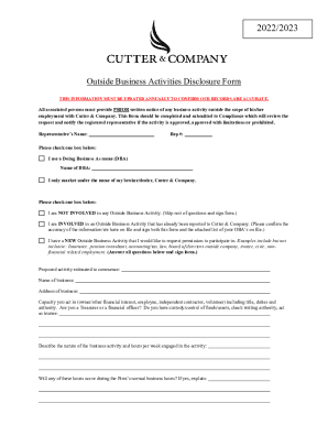 Fillable Online Outside Business Activities Disclosure Form Fax Email ...