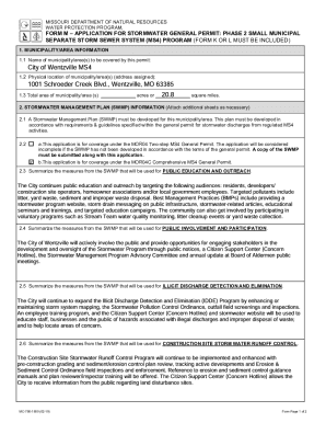 Fillable Online Form MApplication for Stormwater General Permit: Phase ...