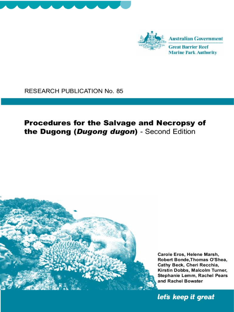 Fillable Online Procedures for the salvage and necropsy of the dugong ...