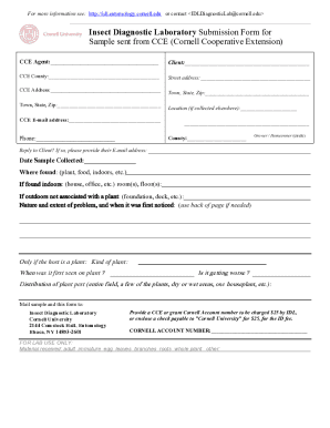 Fillable Online Insect Diagnostic Laboratory Submission Form for Sample ...