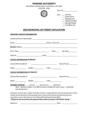 Fillable Online 2023 municipal lot permit application Fax Email Print ...