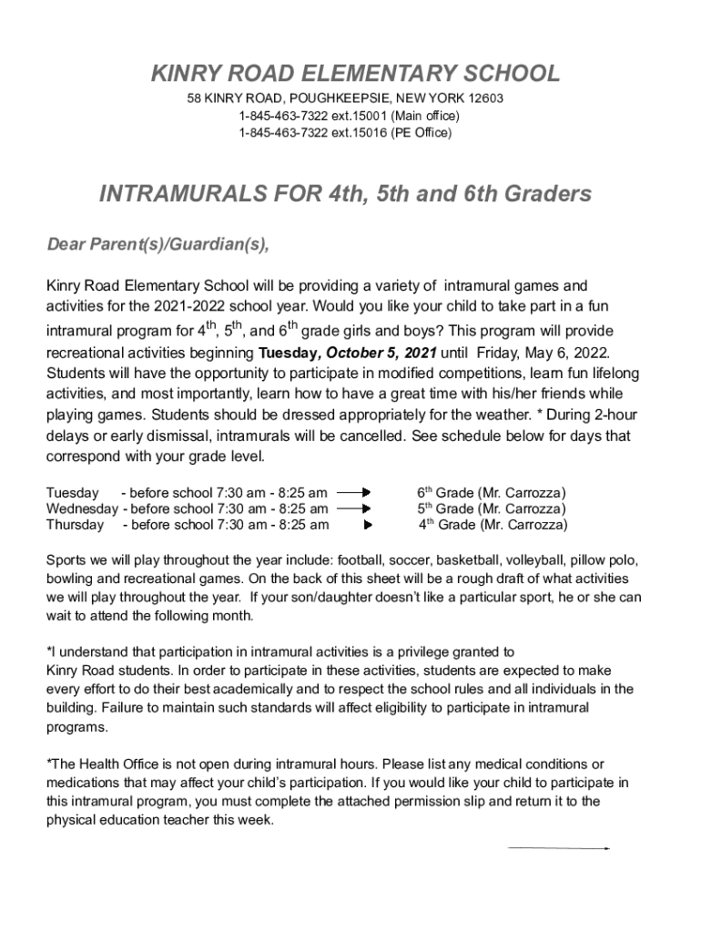 Fillable Online Kinry Road Elementary School / Overview Fax Email Print ...