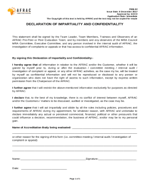 Declaration of Impartiality and Confidentiality Doc Template | pdfFiller