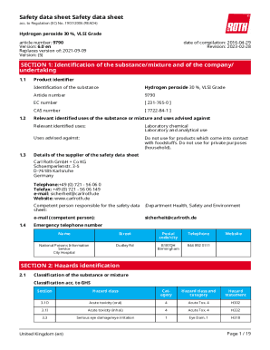 Fillable Online Hydrogen peroxide - Safety Data Sheet Fax Email Print ...