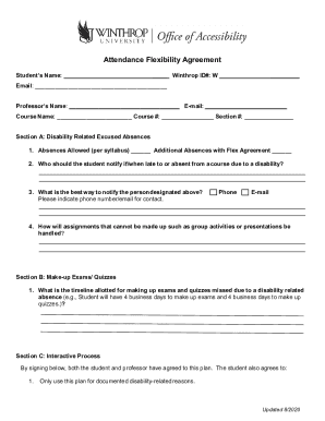 Fillable Online Attendance Flexibility Agreement Fax Email Print ...