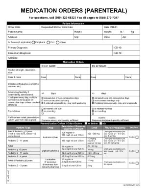 Fillable Online Parenteral Order Form. Parenteral Order Form Fax Email ...