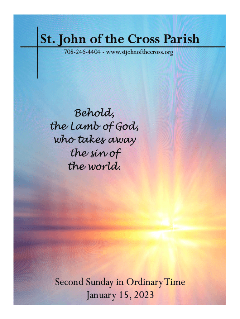 Fillable Online Second Sunday in Ordinary Time: "Behold the Lamb of God ...