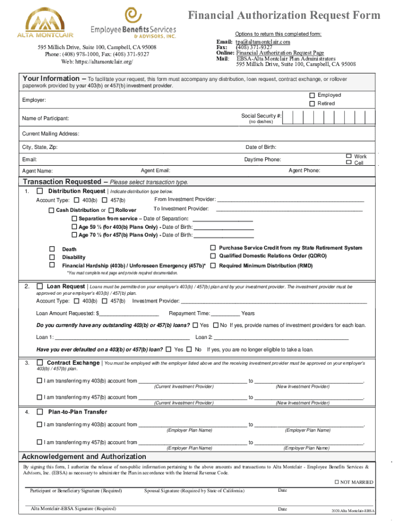 Fillable Online Financial Authorization Request Forms Fax Email Print ...
