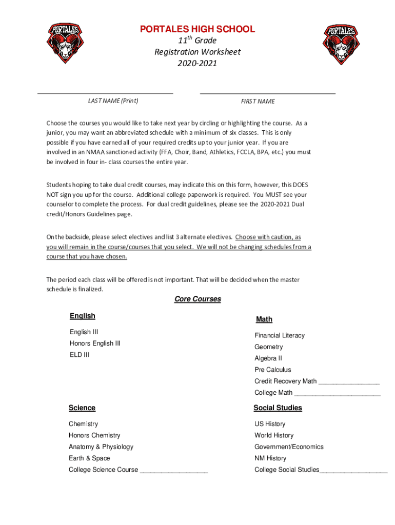 Fillable Online 9th Grade Registration Form.pdf - PORTALES HIGH SCHOOL 9th... Fax Email Print ...