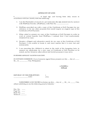 Fillable Online Sample Affidavit of Loss - Dela Calzada Legal Fax Email ...
