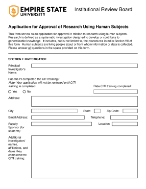 Fillable Online Application for Approval of Research USING Human ...