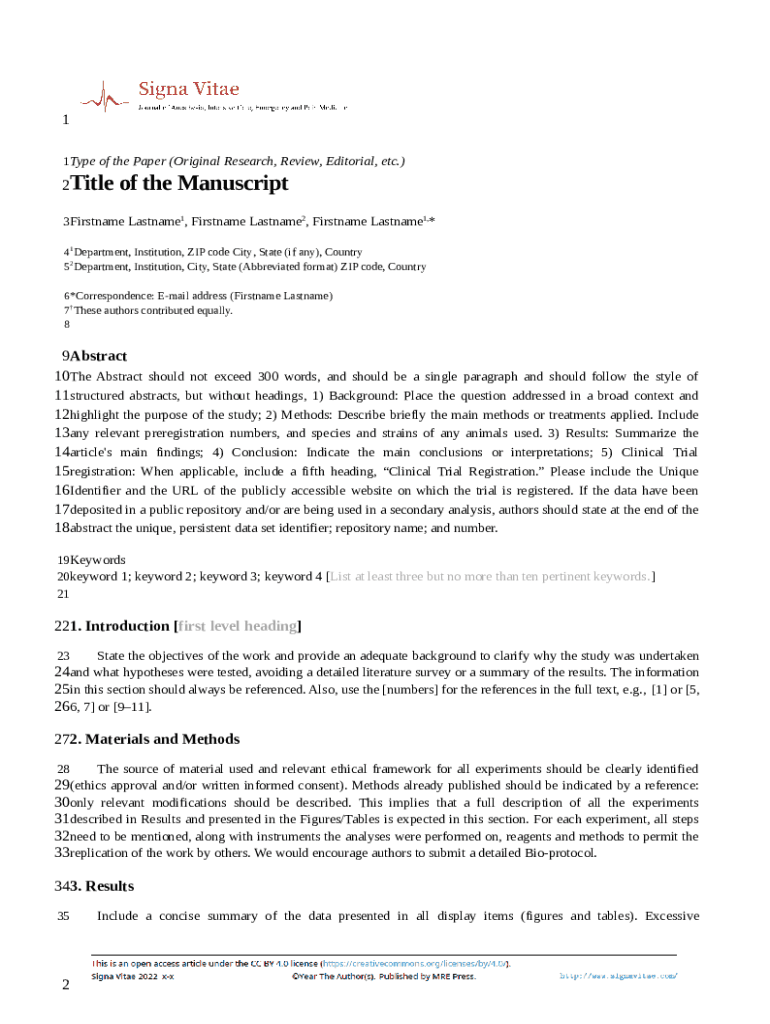 Manuscript template Doc Template | pdfFiller