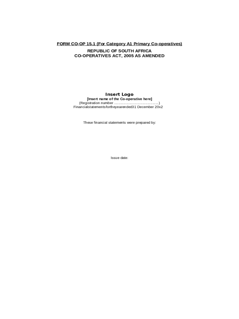 CO-OP 15.1 (For Category A1 Primary Co-operatives) Doc Template | pdfFiller