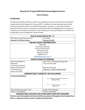 Fillable Online Request for Proposal (RFP) Bid Acknowledgement Form ... Fax Email Print - pdfFiller