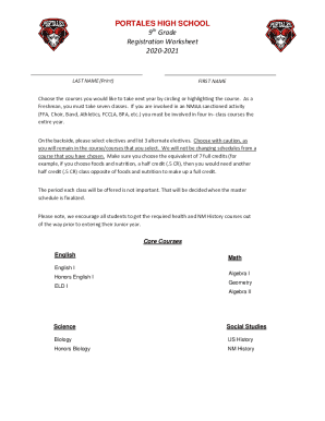 Fillable Online Grade Registration Worksheet 2020-2021 Fax Email Print - pdfFiller