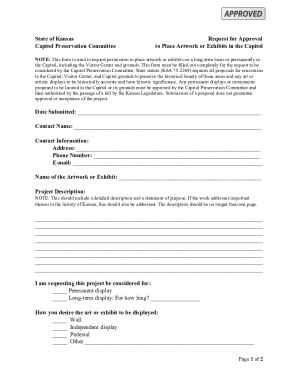 Fillable Online State of Kansas Request for Approval Capitol ...