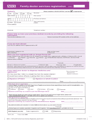 Fillable Online NHS Family Doctor Services Registration PLEASE ... Fax ...